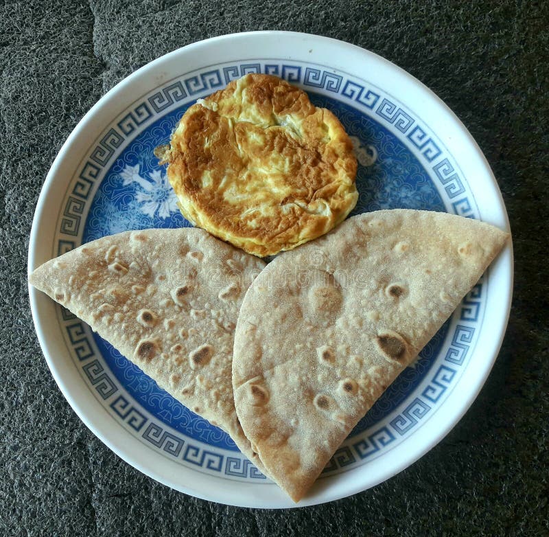 Egg Omelet and Roti for Breakfast Stock Photo - Image of launch, plate ...