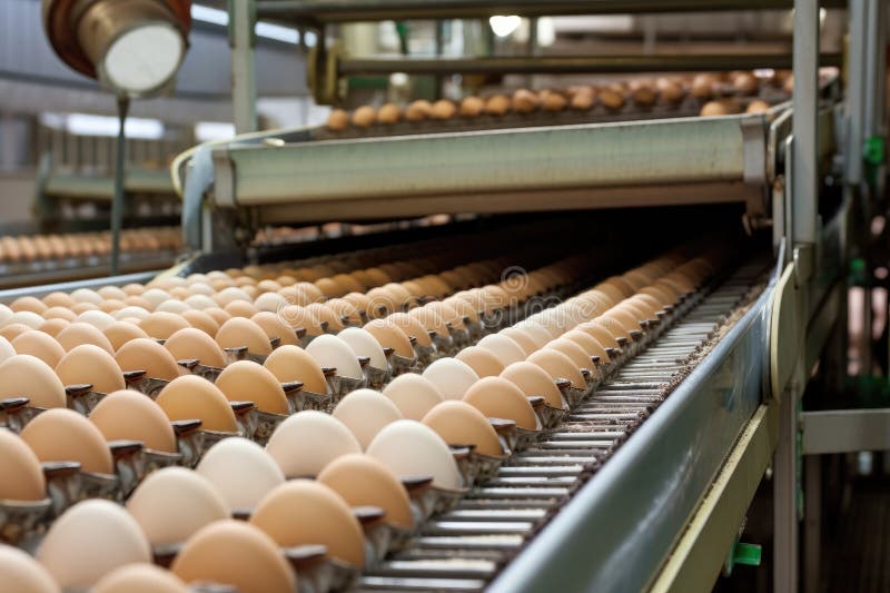 Egg Packing Industrial Machine in Food Processing Factory. Generative ...