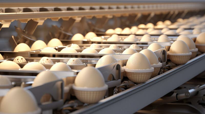 Egg Packing Industrial Machine in Food Processing Factory. Generative ...
