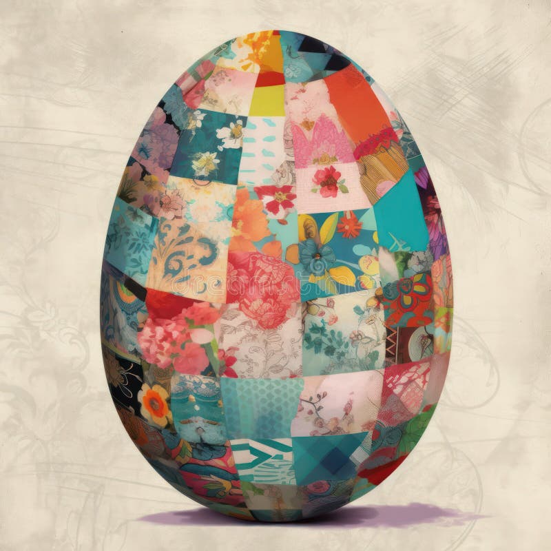 Egg in Patchwork Style.Neural Network AI Generated Stock Illustration ...