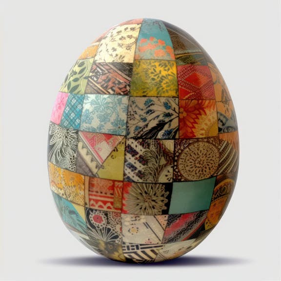 Egg in Patchwork Style.Neural Network AI Generated Stock Illustration ...