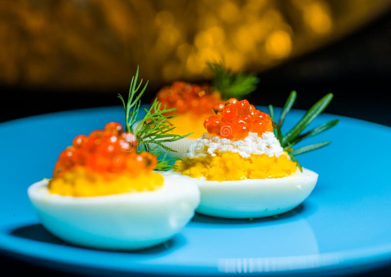 Egg with Red Caviar Best Food Easy Food Fast Food Easter Food Stock ...