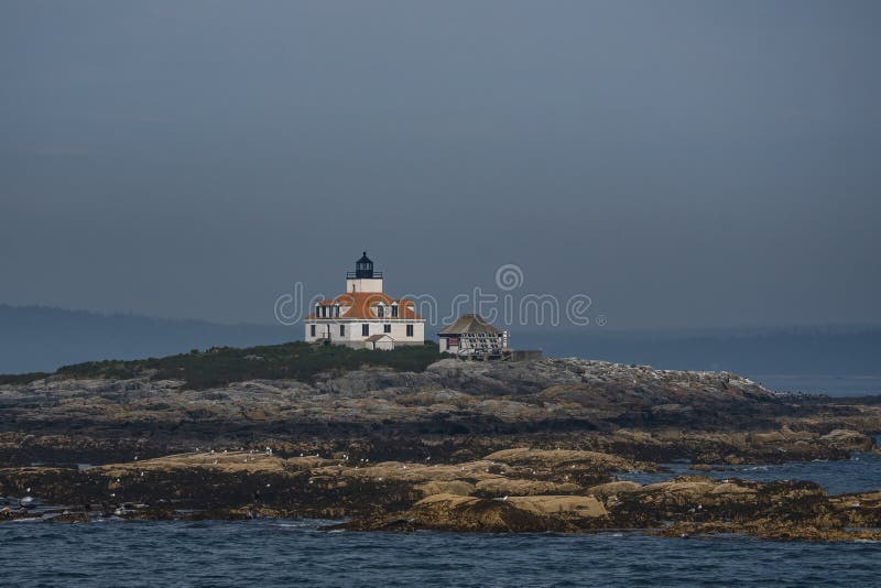 Egg Rock Lighthouse in Frenchman Bay Stock Photo - Image of states ...