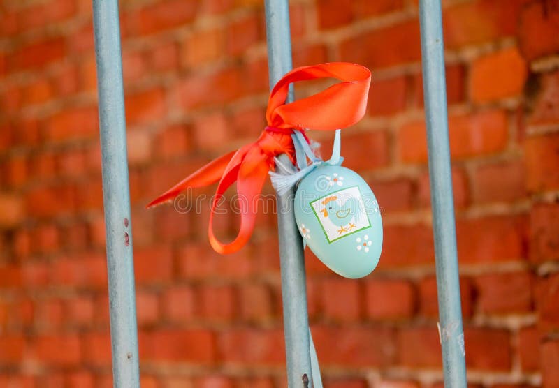 Egg On The Rod Of The Fence Stock Image - Image of symbol, knot: 19531993