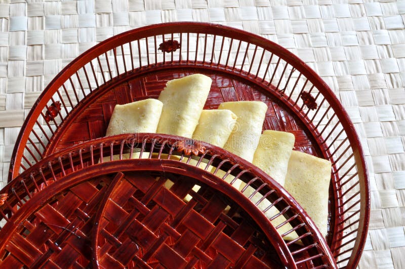 Egg Rolls in Bamboo Basin with Cover Stock Photo - Image of chinese ...