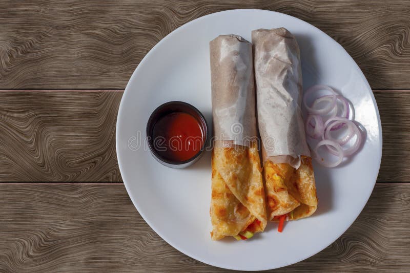 Delicious Indian Street Food "egg Rolls" is Ready To Eat. Stock Image ...