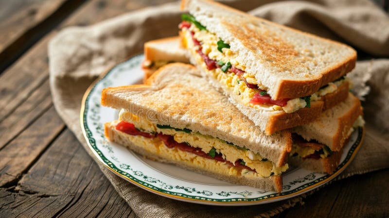 Egg Sandwiches for Lunch Break Stock Image - Image of meat, generated ...