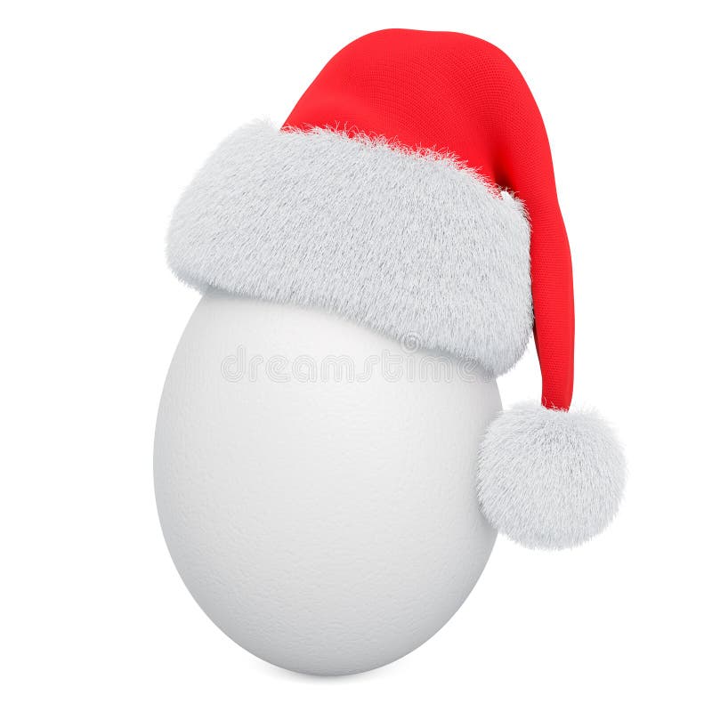 Egg with Santa Claus Christmas Hat. 3D Rendering Stock Illustration ...