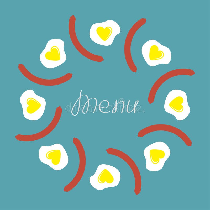 Egg and Sausage Round Food Frame. Menu Cover Stock Vector ...