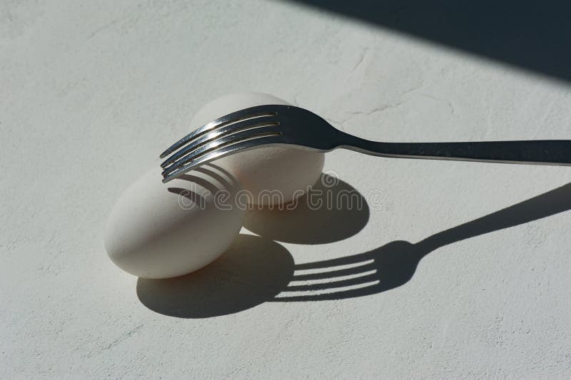 Egg with Shadow from the Fork.Minimalism. Cooking Pastries, Omelets ...