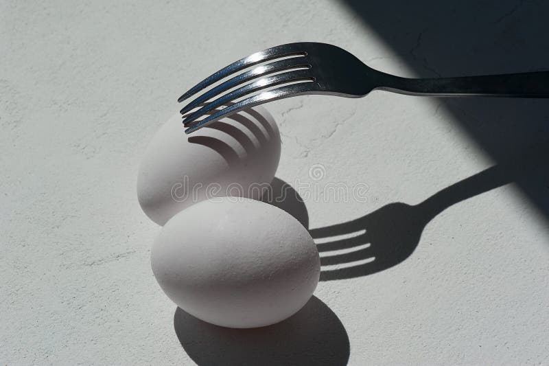 Egg with Shadow from the Fork.Minimalism. Cooking Pastries, Omelets ...