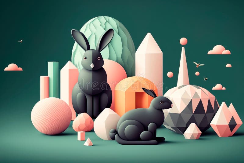 Egg Shape Easter Holiday Minimal Composition . Creative Easter Abstract ...