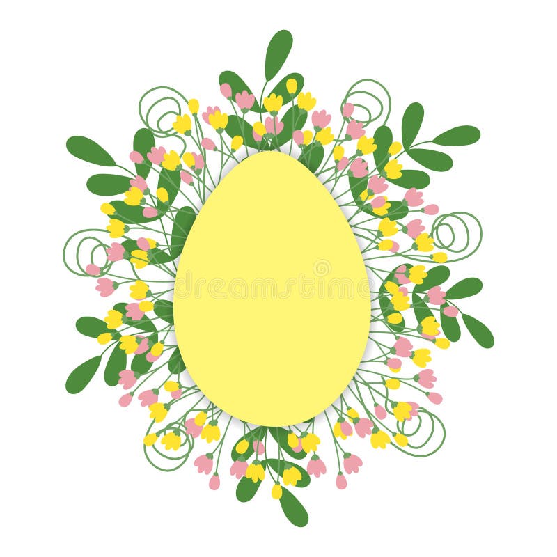 Egg Shape Frame with Decorative Blossom Twigs and Leaves. Easter ...