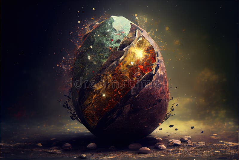 Egg-shaped Magical Stone and Glowing Particles. Fantasy Art. AI ...