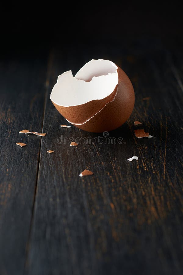 Egg Shell Broken or Crack Isolated on Black Stock Photo - Image of food ...