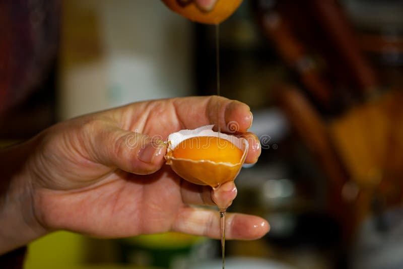Egg and Egg Shell in a Human Hand Stock Photo - Image of farm, culinary ...