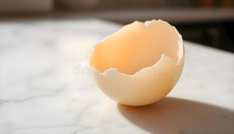 An Egg Shell on a Marble Counter Top Stock Illustration - Illustration of food, break: 380037247