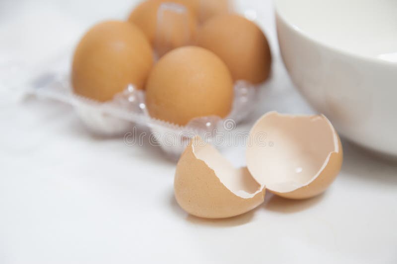 Egg Shells with White Bowl and Carton Stock Photo - Image of size, bowl ...