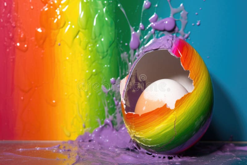 An Egg Smashed Against a Rainbow Wall Stock Image - Image of vibrant ...