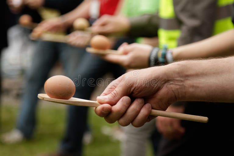 Egg and Spoon Race stock photo. Image of food, balanced - 26863222