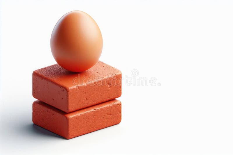 An Egg Standing on Two Bricks. Space for Text. Stock Photo - Image of ...