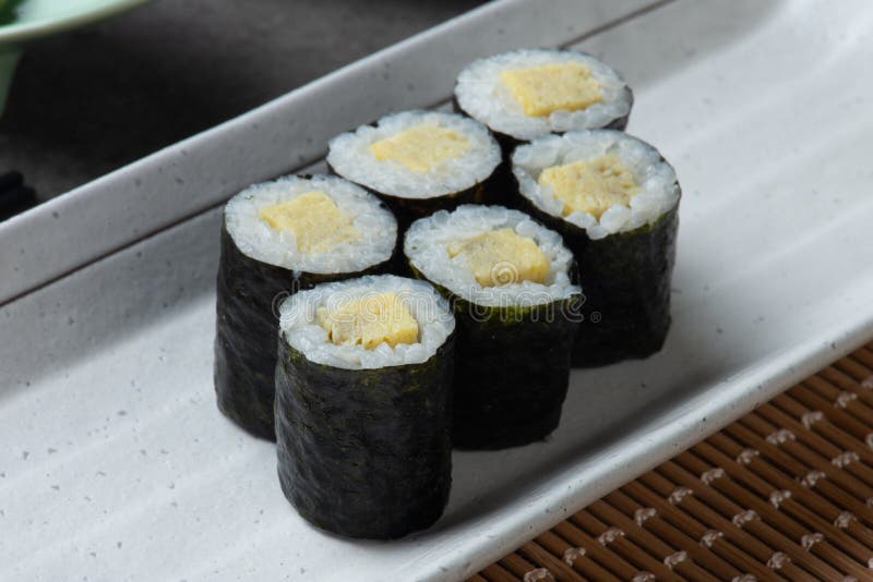 Egg Tamago Maki with Background Stock Photo - Image of maki, food ...