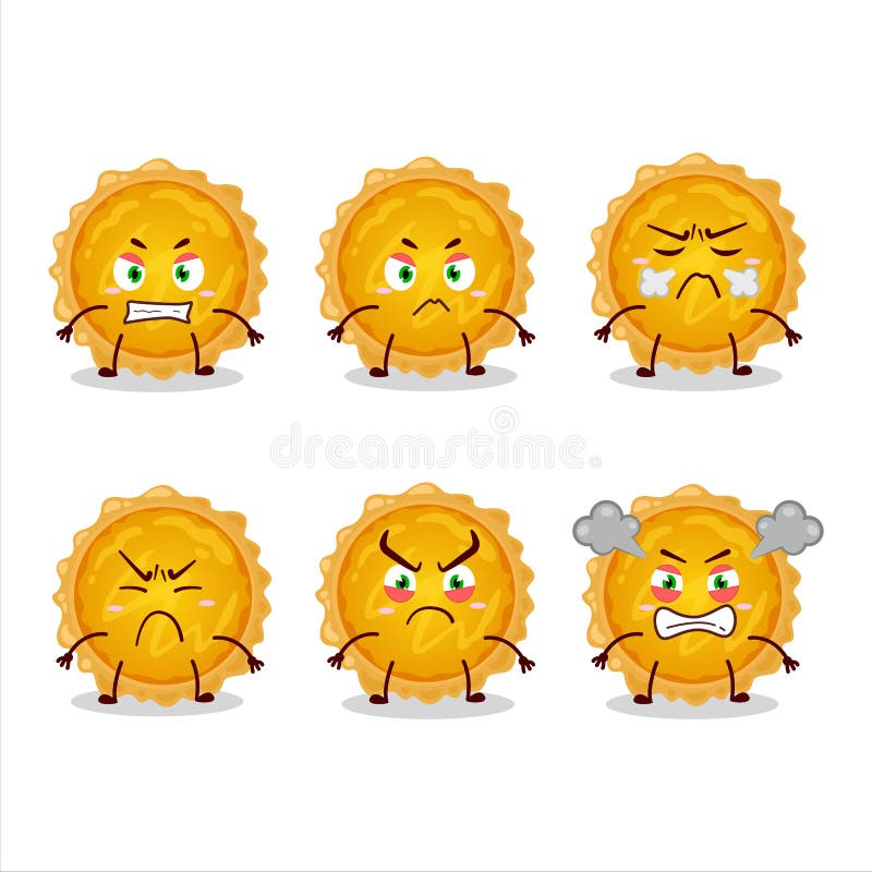 Egg Tart Cartoon Character with Various Angry Expressions Stock Vector ...