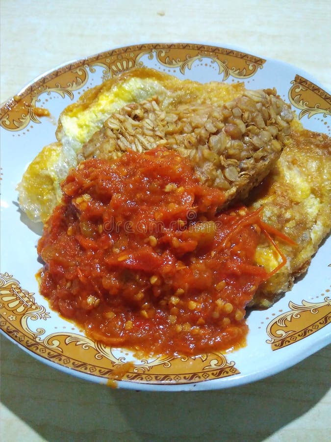 Egg and Tempeh Tomato Chilli Souce Stock Image - Image of tempeh, souce ...