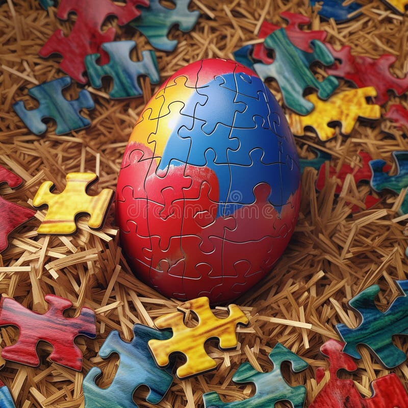 Egg, Transformed into Jigsaw Puzzles, with Interlocking Pieces Forming ...