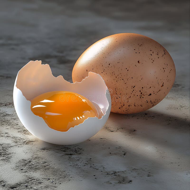 Egg White with Yoke Half in a Cracked Egg Stock Illustration ...