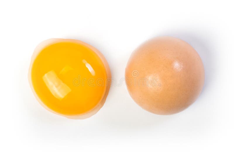 Egg Yolk and Shell on a White Background. Top View Stock Photo - Image ...