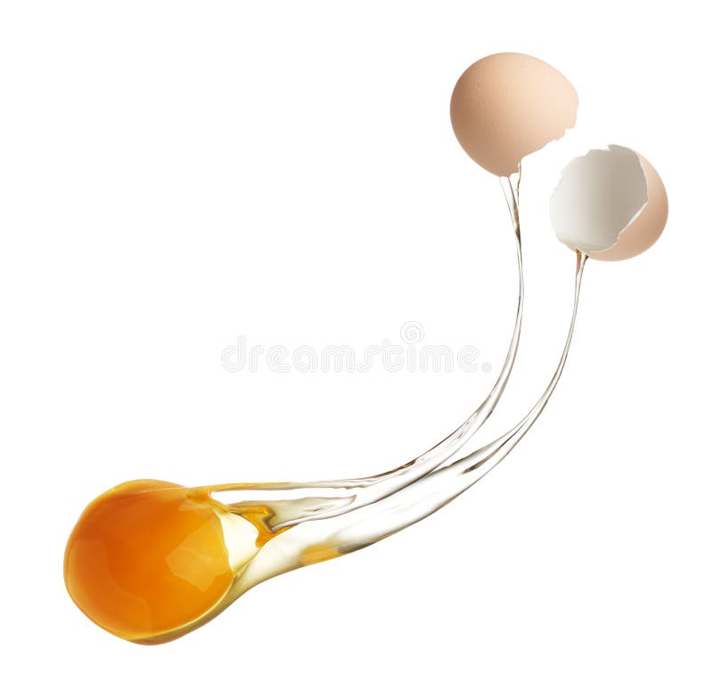 Egg Yolk and White Dropping Stock Photo - Image of food, isolated ...
