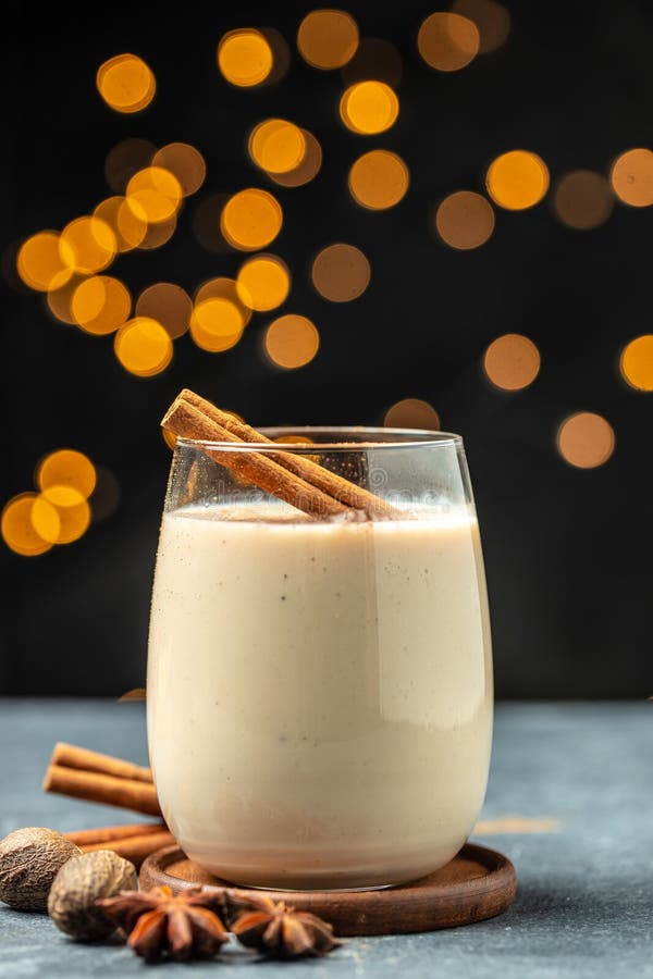 Eggnog Decorated by Christmas Lights. Traditional Christmas Drink ...
