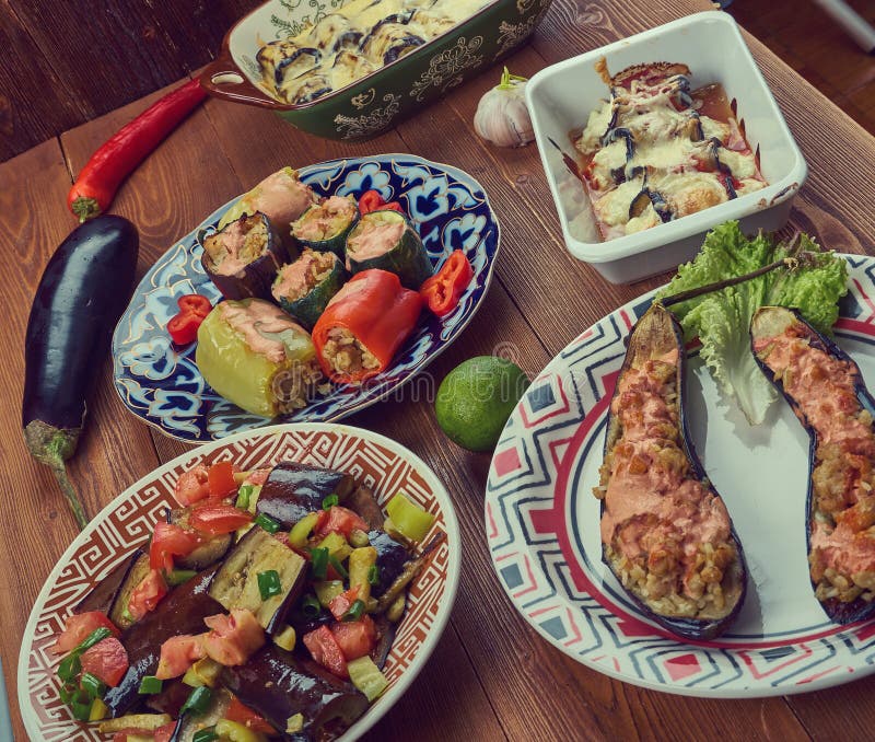 Eggplant assorted dishes stock image. Image of sheikh - 125810697