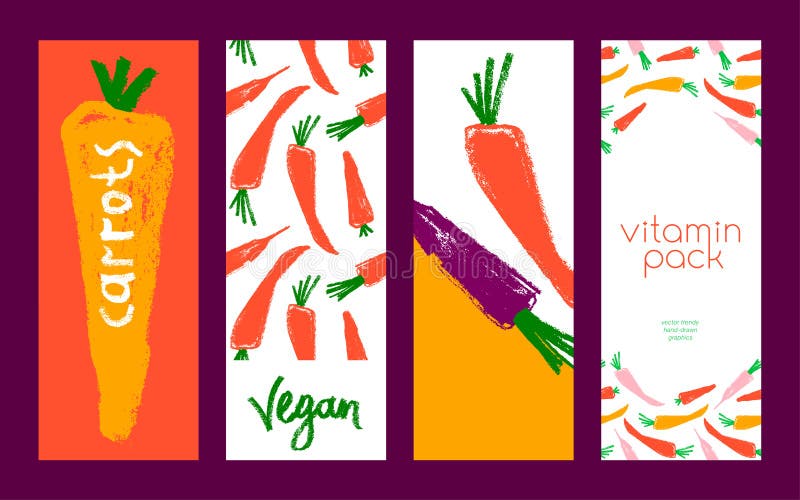 Vitamin a Label with Vector Carrot Pattern Seamless. Textured Hand ...