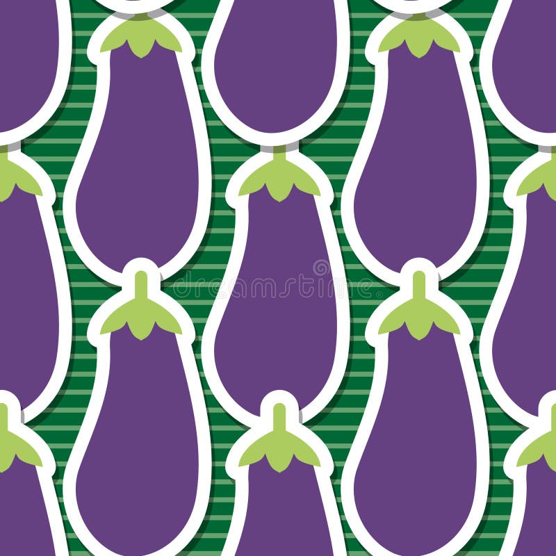 Eggplant Pattern. Seamless Texture with Ripe Eggplants Stock Vector ...