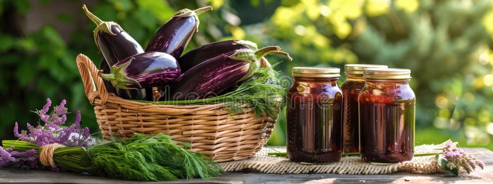 Eggplant Preservation on the Table. Selective Focus Stock Photo - Image ...