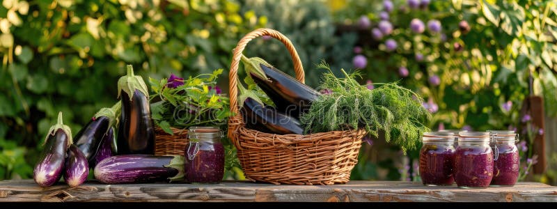 Eggplant Preservation on the Table. Selective Focus Stock Image - Image ...