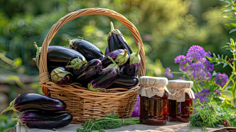 Eggplant Preservation on the Table. Selective Focus Stock Photo - Image ...