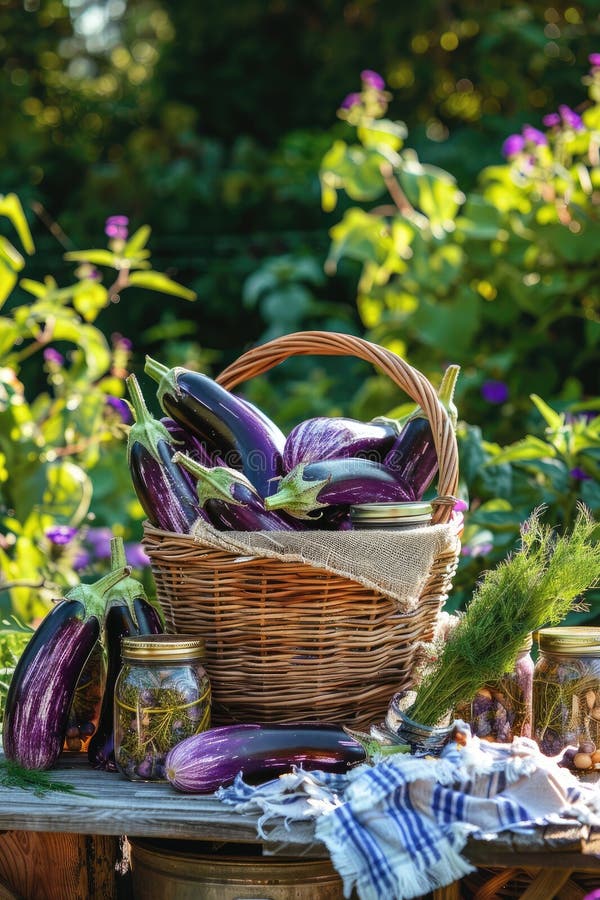 Eggplant Preservation on the Table. Selective Focus Stock Image - Image ...