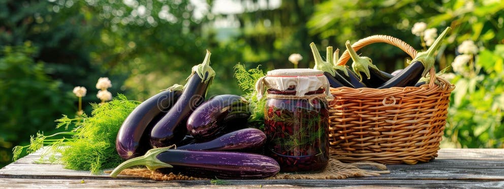 Eggplant Preservation on the Table. Selective Focus Stock Photo - Image ...