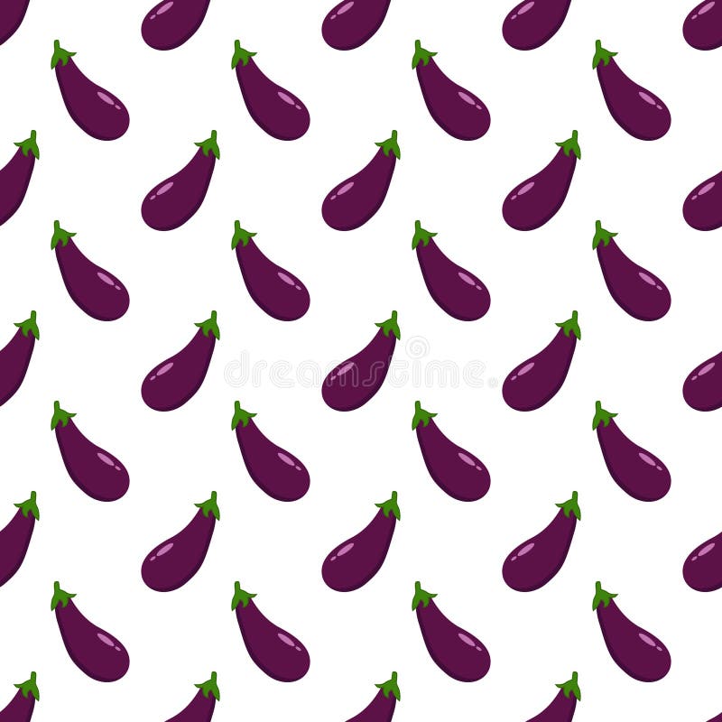 Eggplant Seamless Pattern on White Background Stock Vector ...