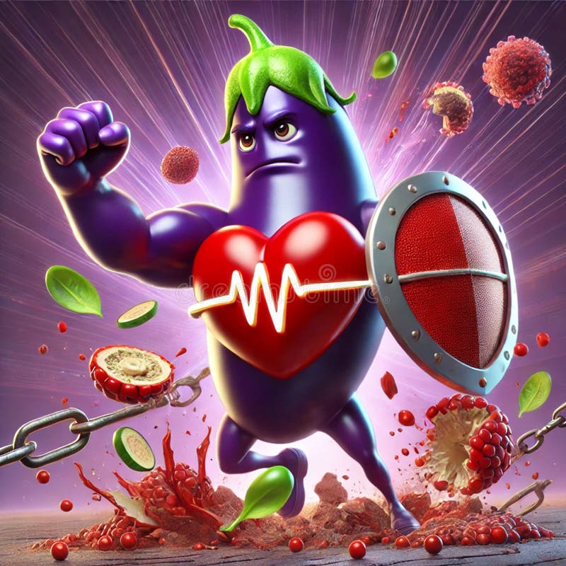 Eggplant Superhero stock illustration. Illustration of healthy - 323799740