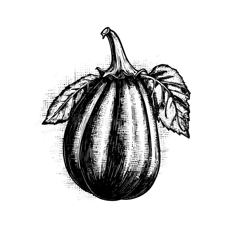 Squash Vector Drawing. Isolated Hand Drawn, Engraved Style Illustration ...