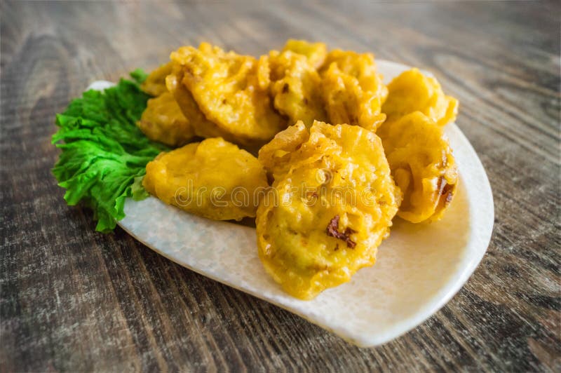 Eggplants in Batter are Stuffed with Minced Meat Stock Image - Image of ...