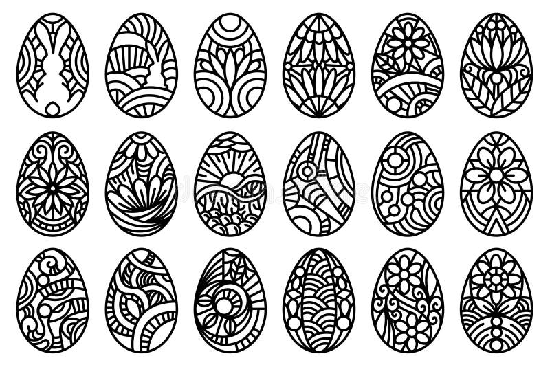 Easter Eggs Illustration Set, Cut Pattern Eggs Stock Vector ...