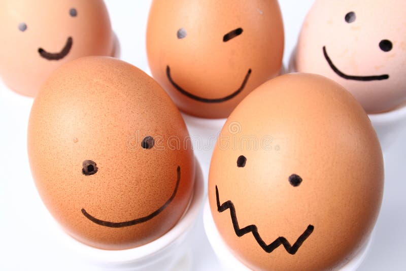 Eggs with Smiley Faces in Eggshell Stock Photo - Image of isolated ...