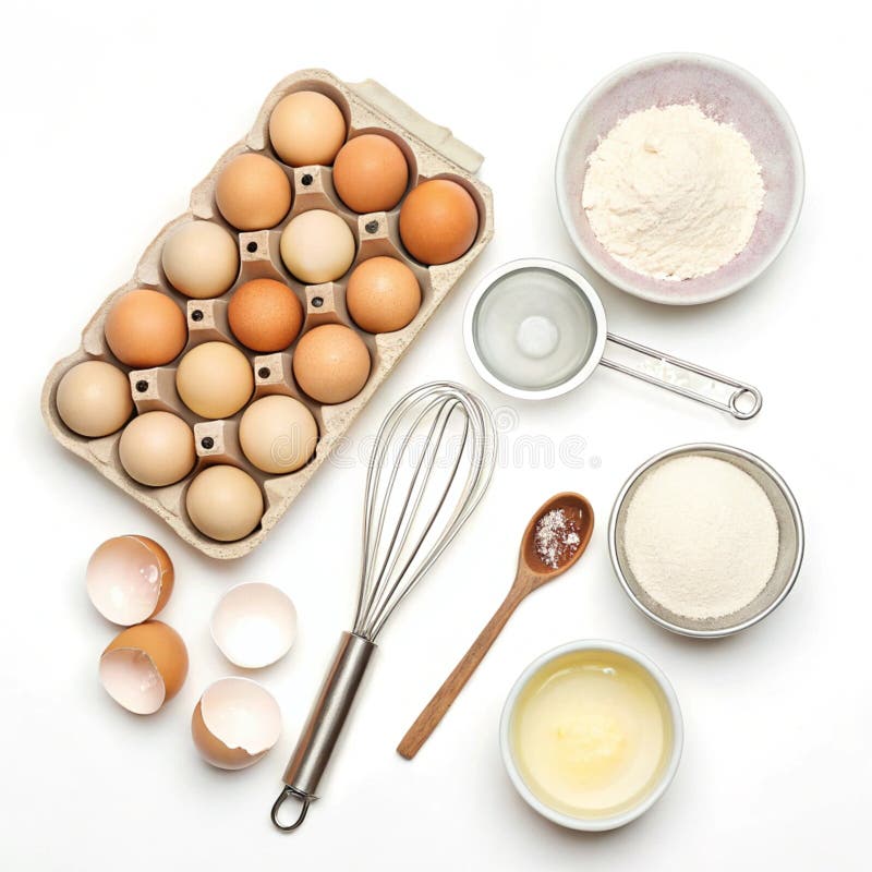Eggs and Baking Tools on White Background Stock Illustration ...