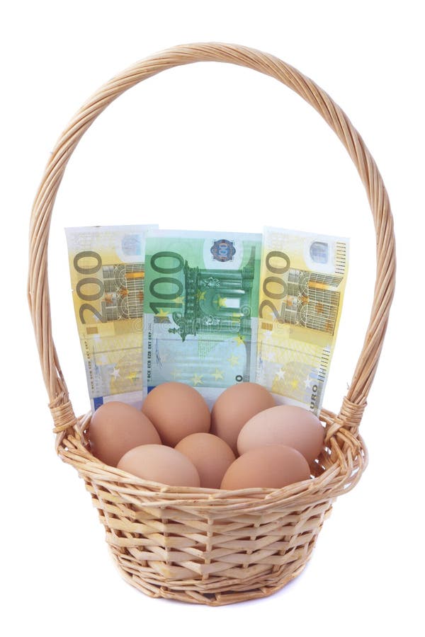Eggs in a Basket with Money for Easter. Stock Image - Image of easter ...