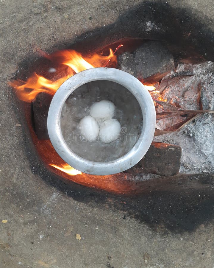 Eggs Being Boiled on Traditional Chullah Stock Photo - Image of ...